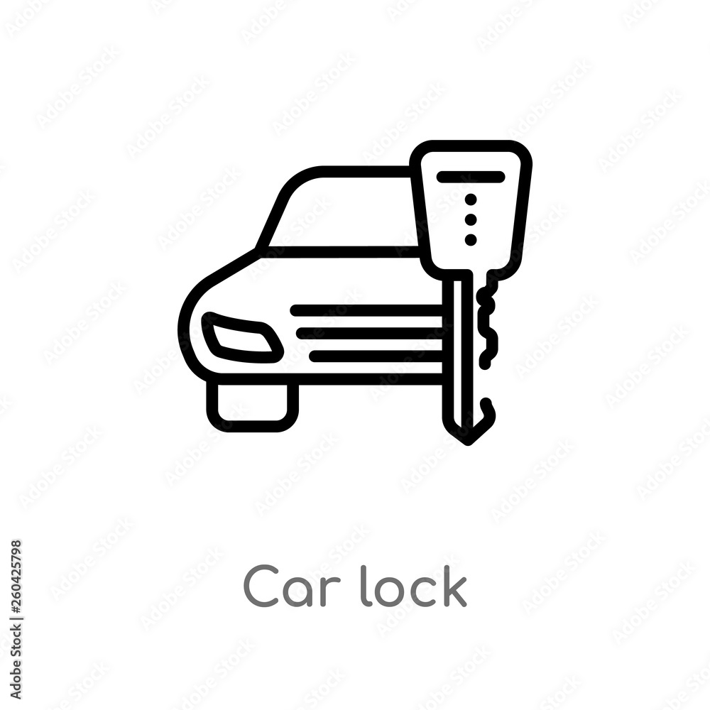 outline car lock vector icon. isolated black simple line element ...