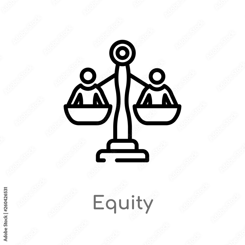 outline equity vector icon. isolated black simple line element ...