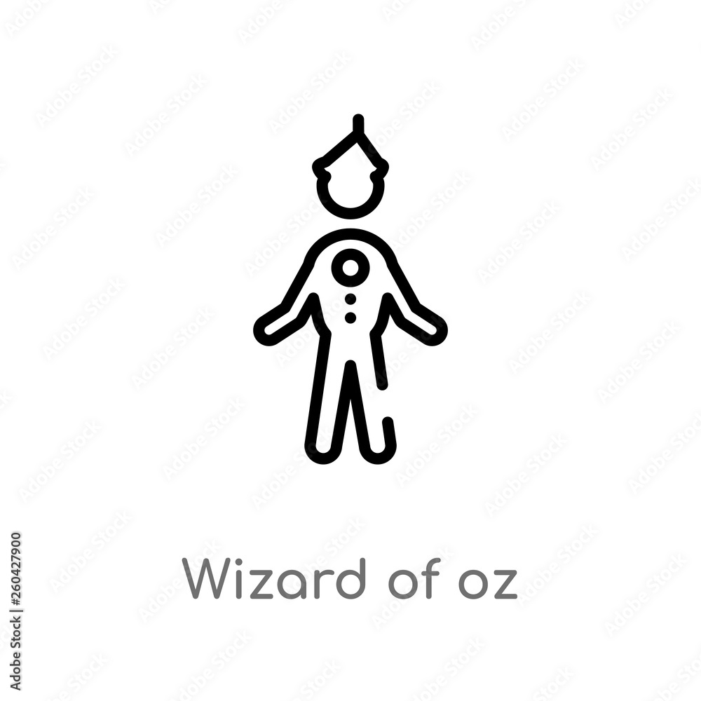 outline wizard of oz vector icon. isolated black simple line element ...