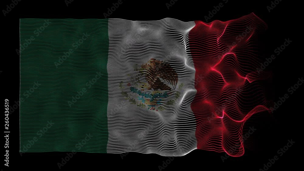 Waving Flag of Mexico Made of Particle Strings. 4K Animated Background ...