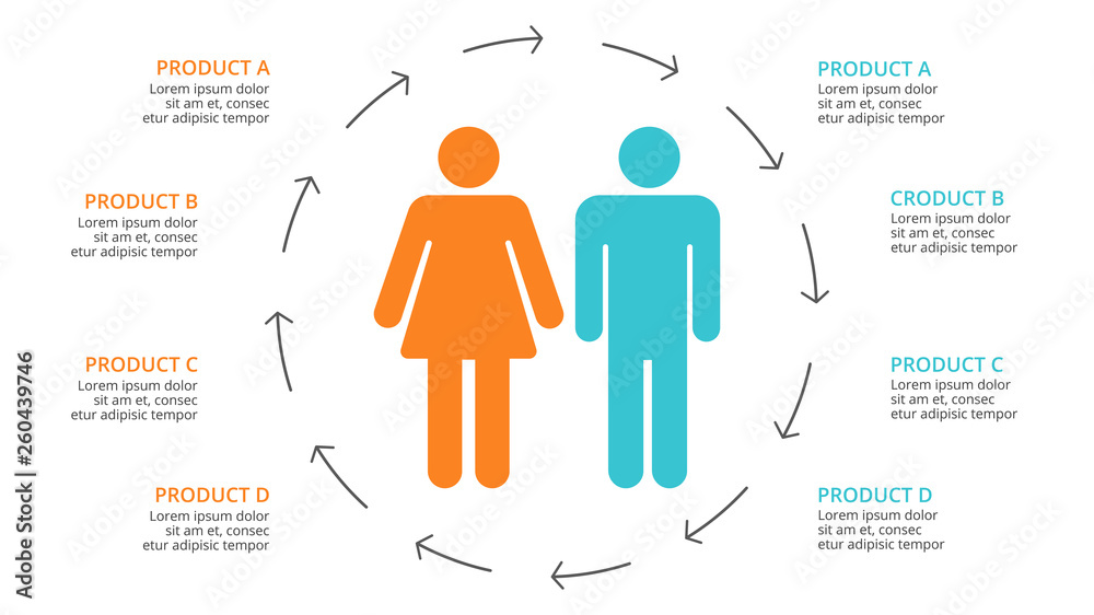 Marketing vector infographic slide template. Target audience by gender ...