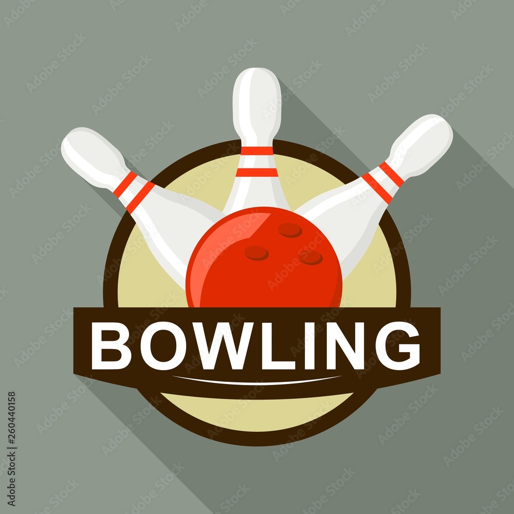 Red ball bowling logo. Flat illustration of red ball bowling vector ...