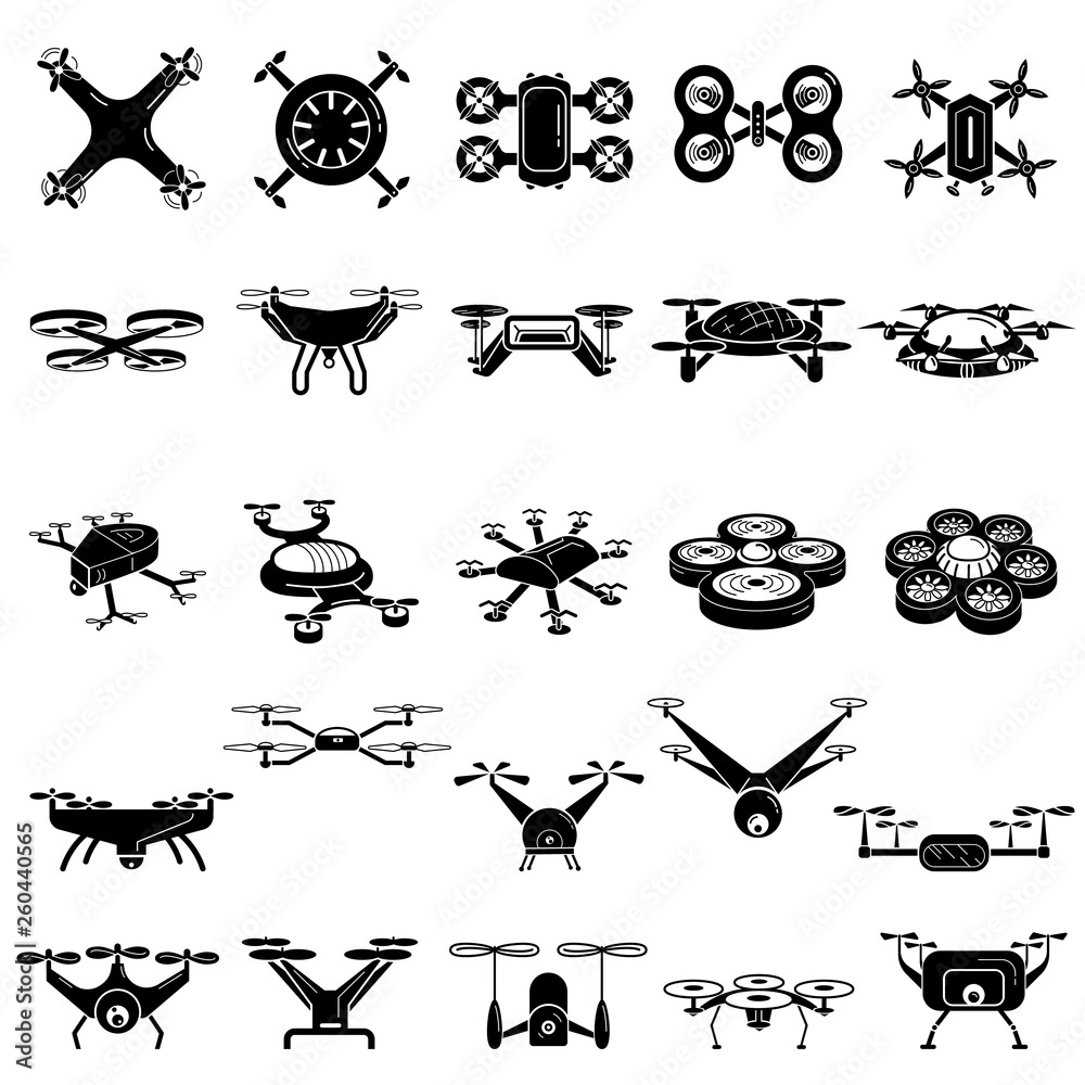 Drone icons set. Simple set of drone vector icons for web design on ...