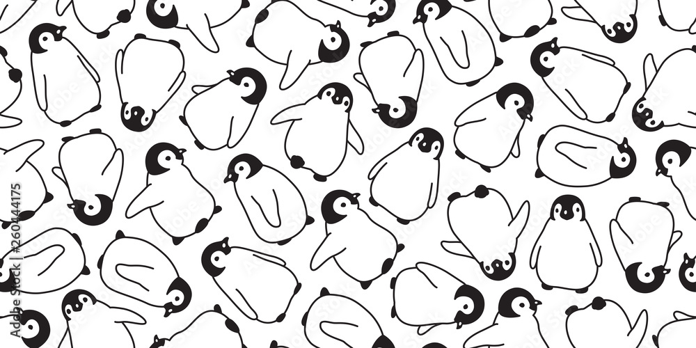 penguin Seamless pattern vector cartoon bird repeat wallpaper tile ...