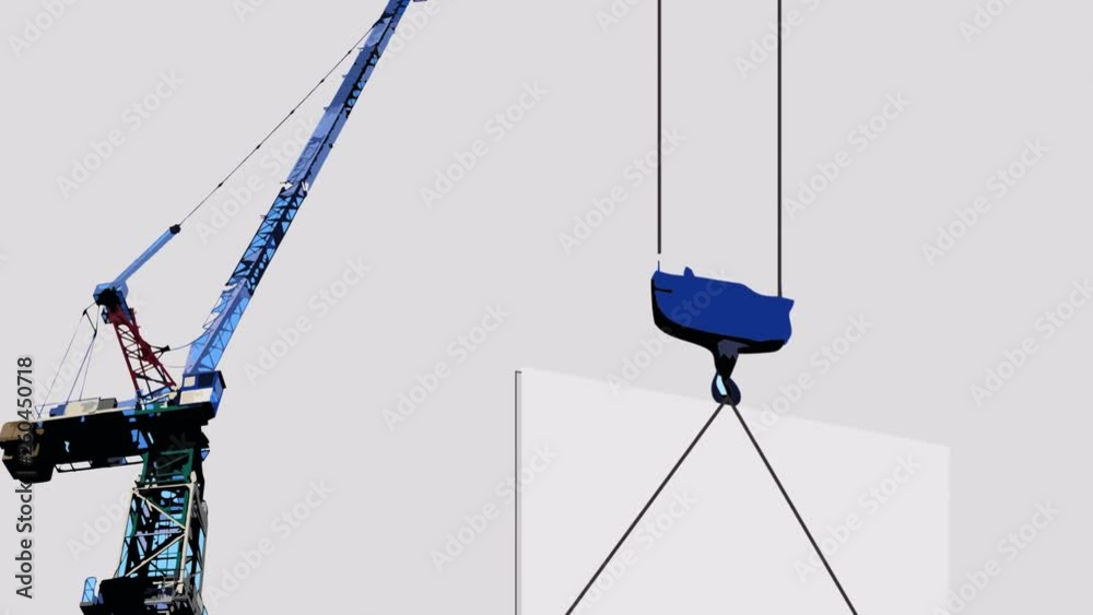 Video „footage vdo of tower crane lifting a green wording safety first ...