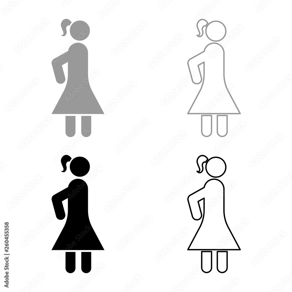 Woman stick icon set black color vector illustration flat style image ...