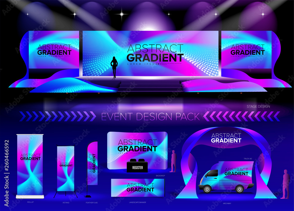 A pack of 3D event design medias in vector format, with a sample of ...