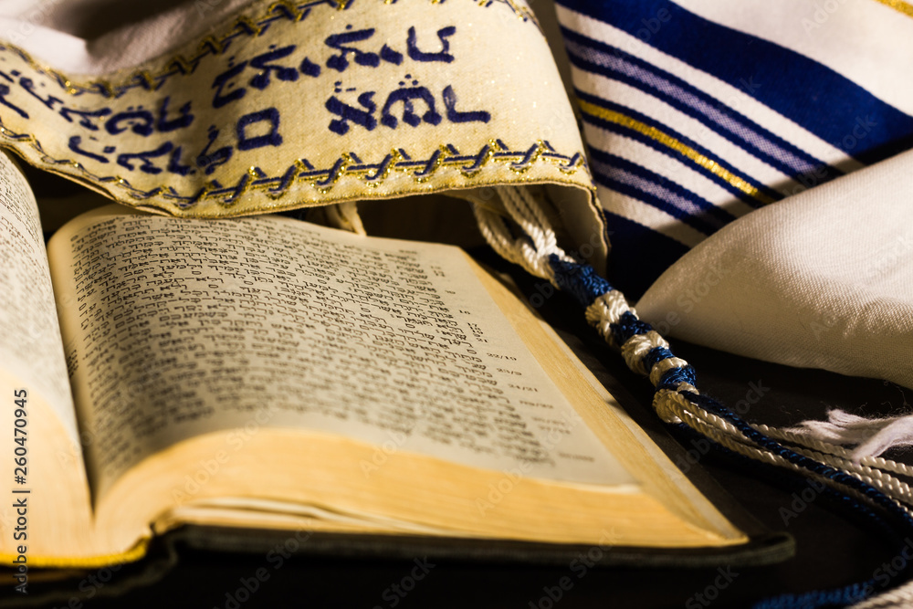 Hebrew Bible and a tallit, a jewish prayer shawl Stock Photo | Adobe Stock
