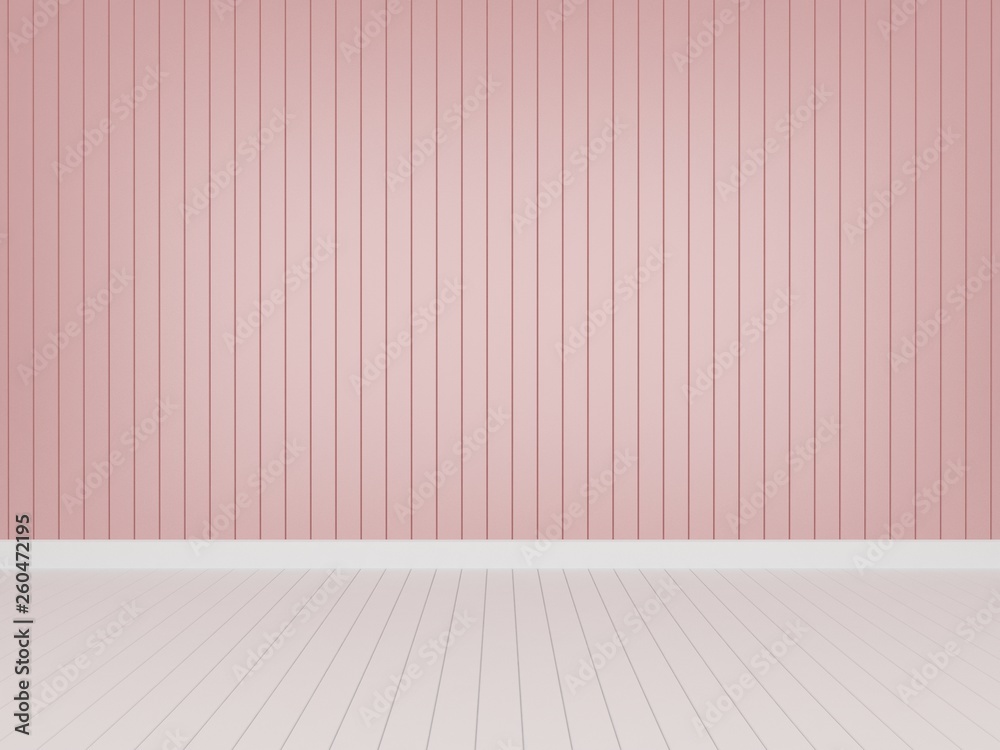 pink wood wall with white wood floor ,3d rendering empty room Stock ...