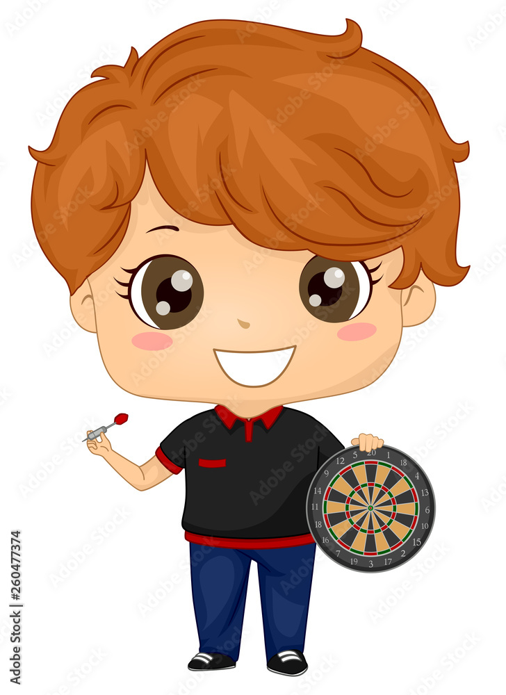 Kid Boy Darts Player Outfit Illustration Stock Vector | Adobe Stock