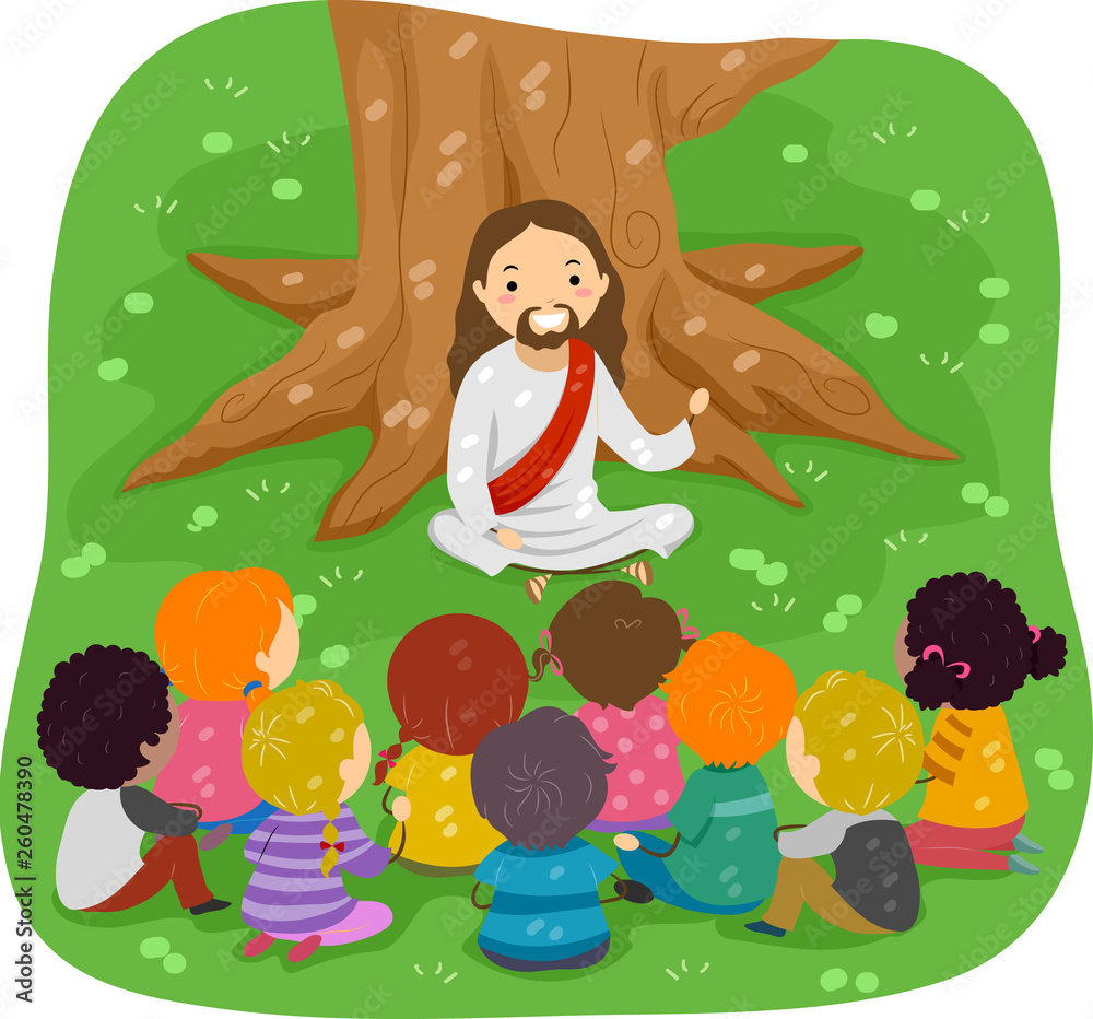 Stickman Kids Jesus Bible Storytelling Stock Vector | Adobe Stock