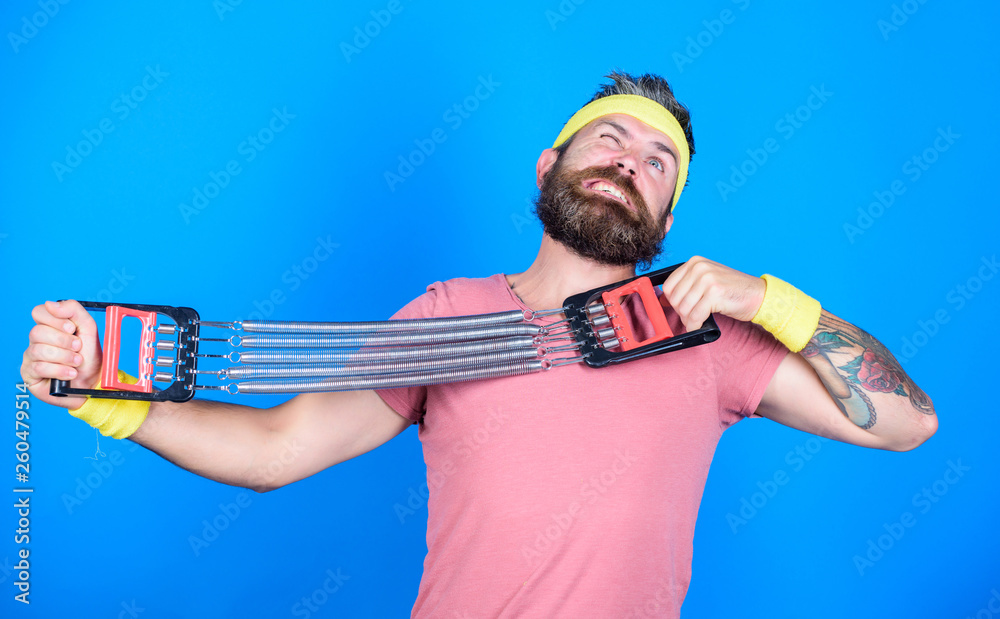 Sportsman stretching expander. Try stretching exercise. Athlete workout ...