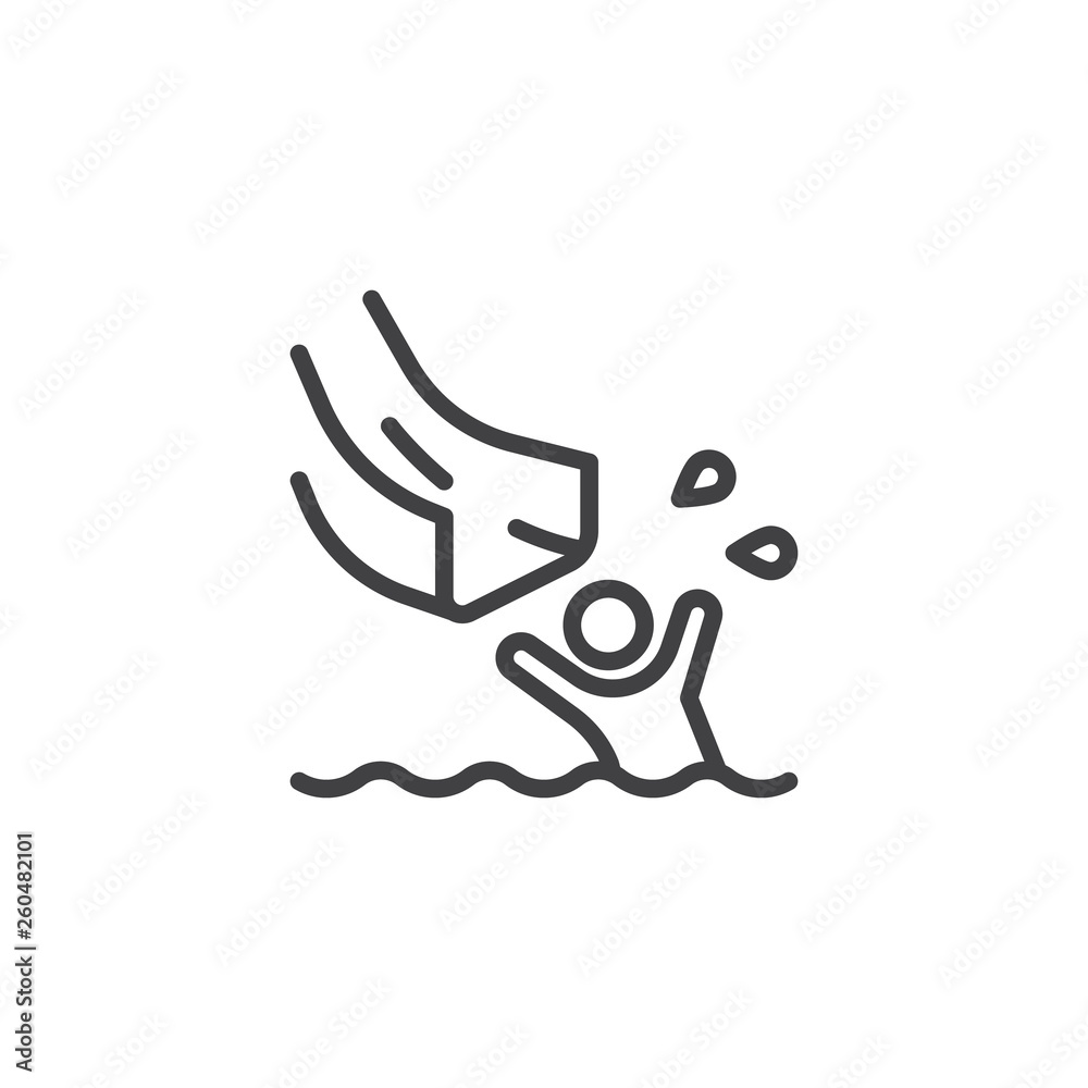 Splashing into swimming pool line icon. linear style sign for mobile ...