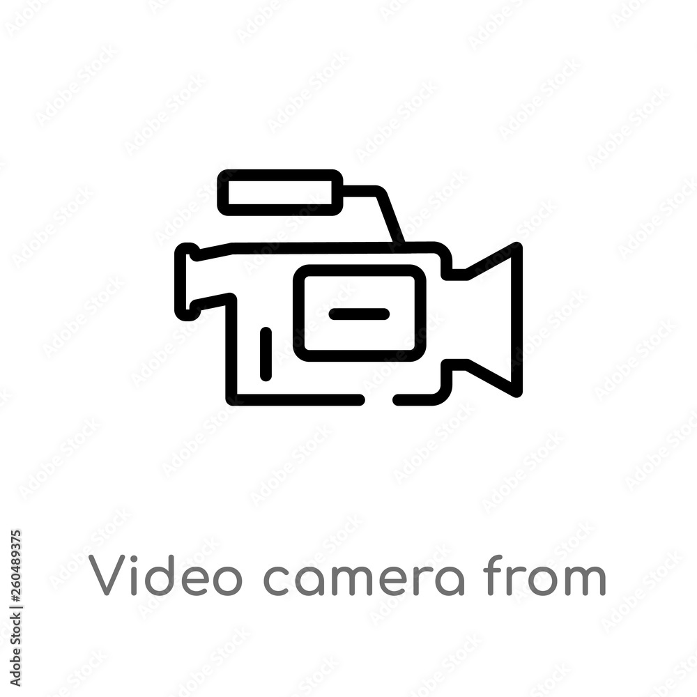 outline video camera from side view vector icon. isolated black simple ...