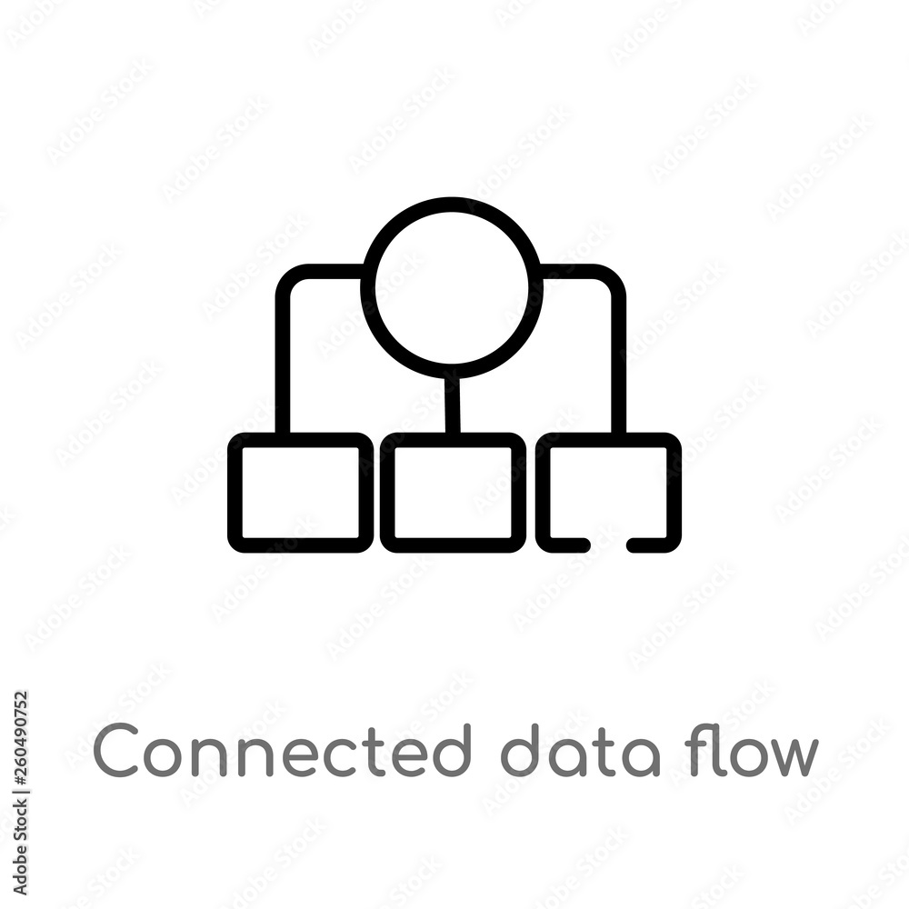 outline connected data flow chart vector icon. isolated black simple line element illustration ...