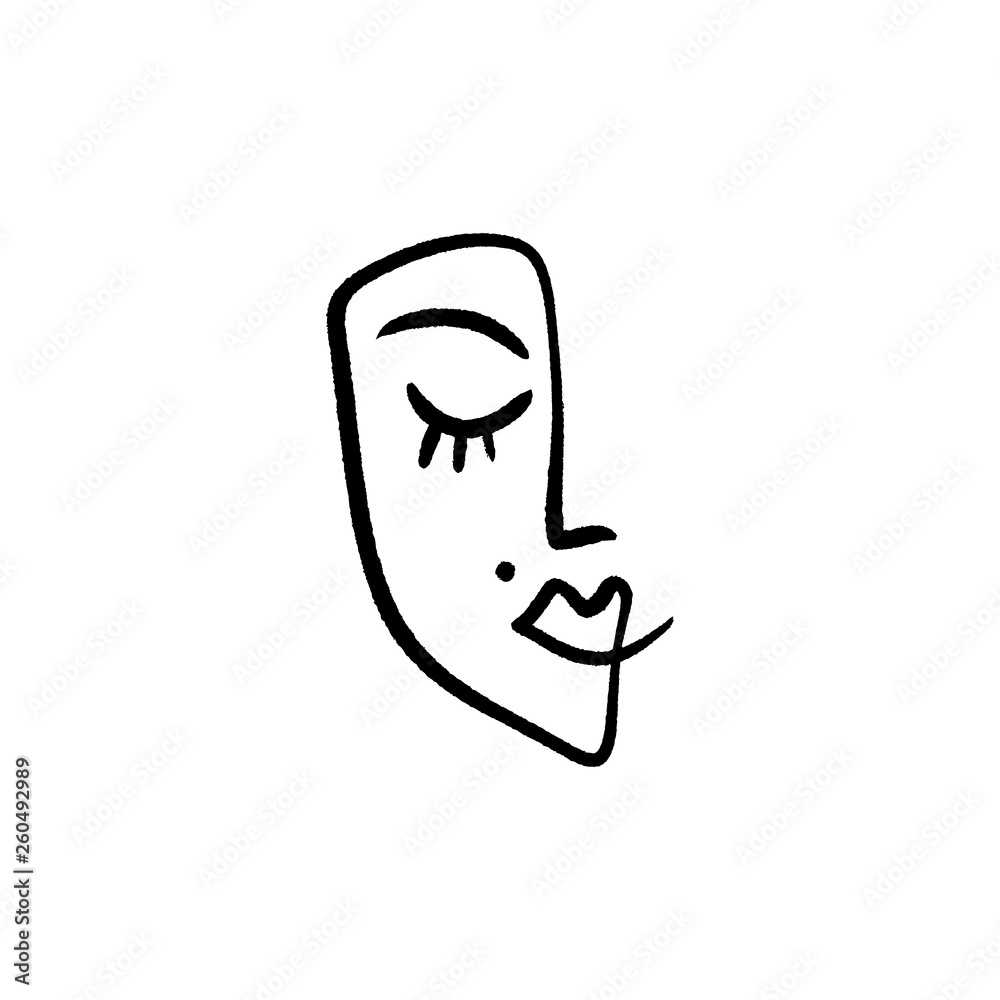Line face drawing. Portrait in minimalistic style. Vector Stock Vector ...