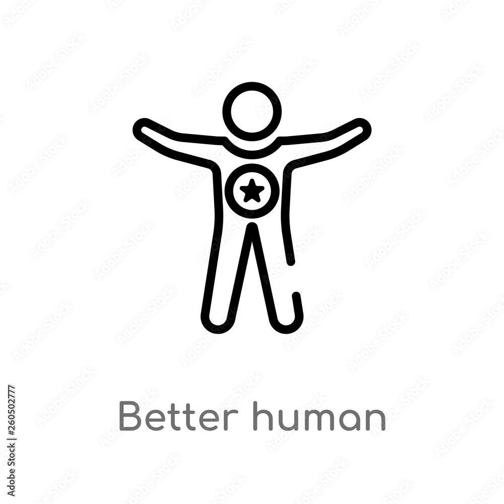 outline better human vector icon. isolated black simple line element ...