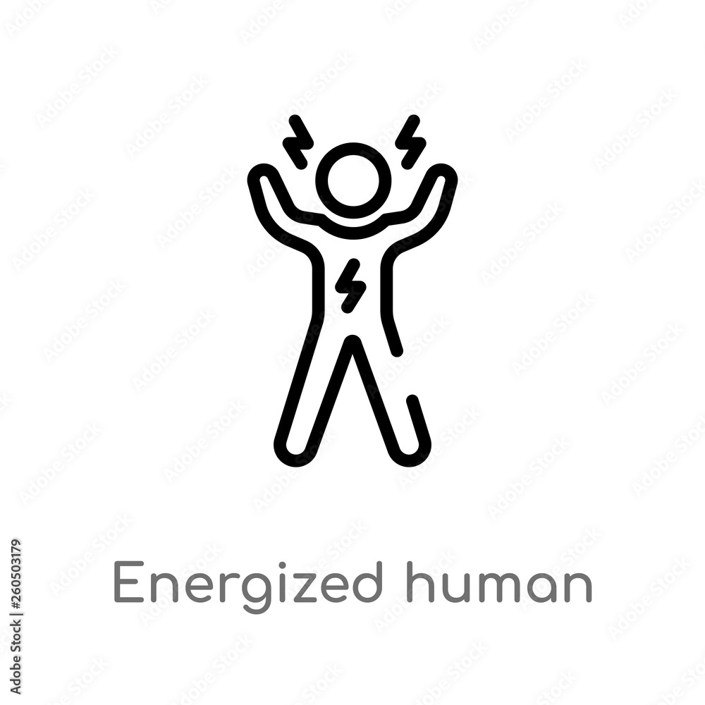 outline energized human vector icon. isolated black simple line element ...