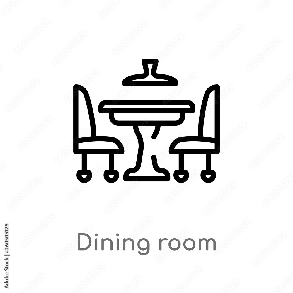 outline dining room vector icon. isolated black simple line element ...