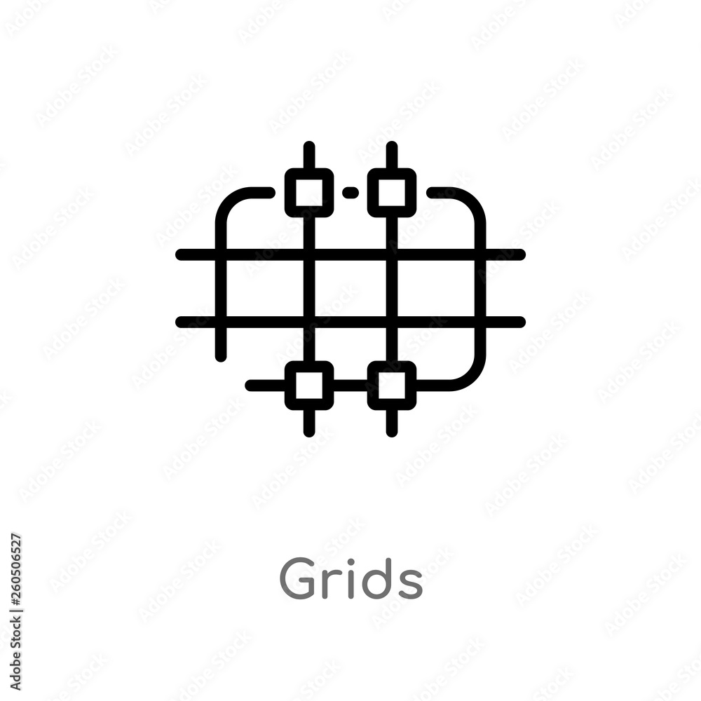 outline grids vector icon. isolated black simple line element ...