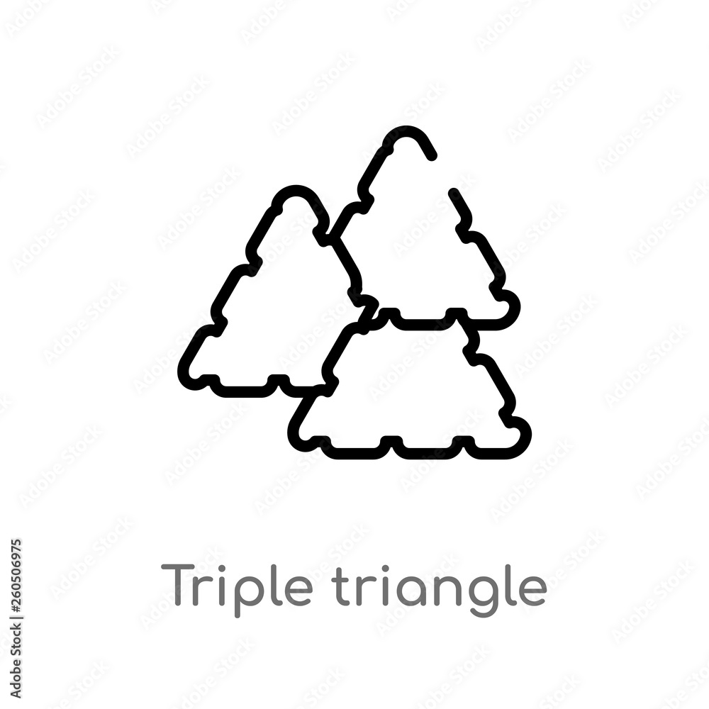 Vecteur Stock outline triple triangle vector icon. isolated black ...