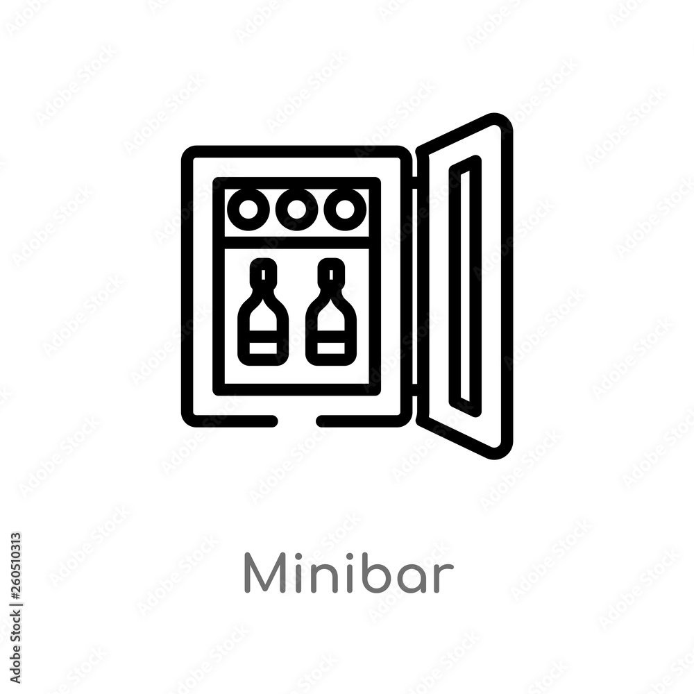 outline minibar vector icon. isolated black simple line element ...