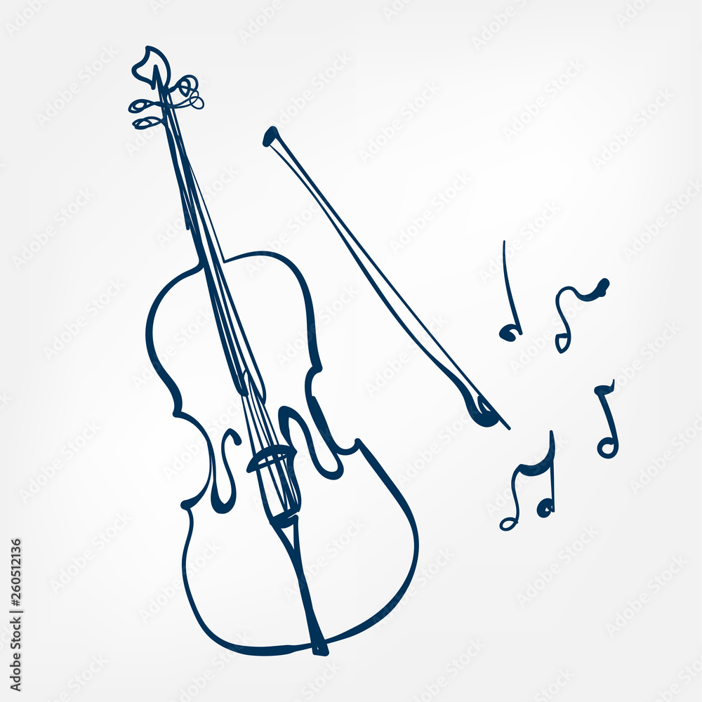 cello sketch vector illustration isolated design element Stock Vector ...