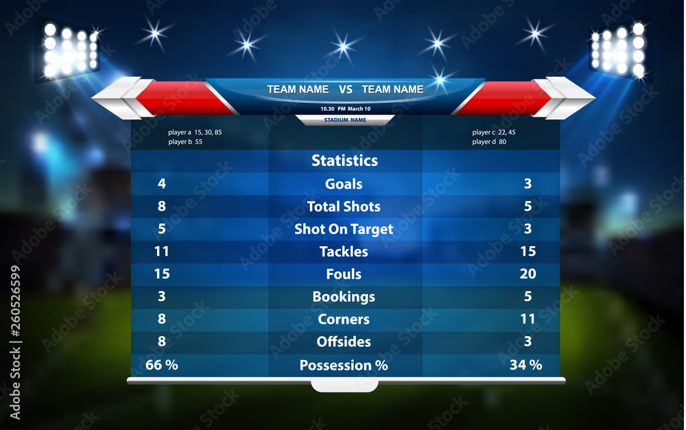 Football or soccer playing field with set of infographic elements ...