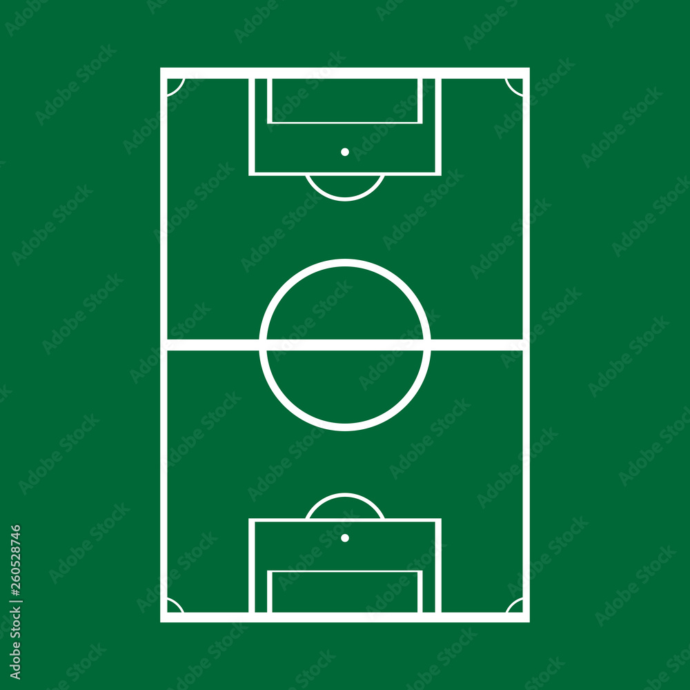 Schematic drawing of a football field, top view. Vector illustration ...