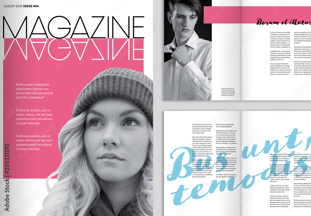 Colorful Magazine Layout with Layered Elements Stock Template | Adobe Stock