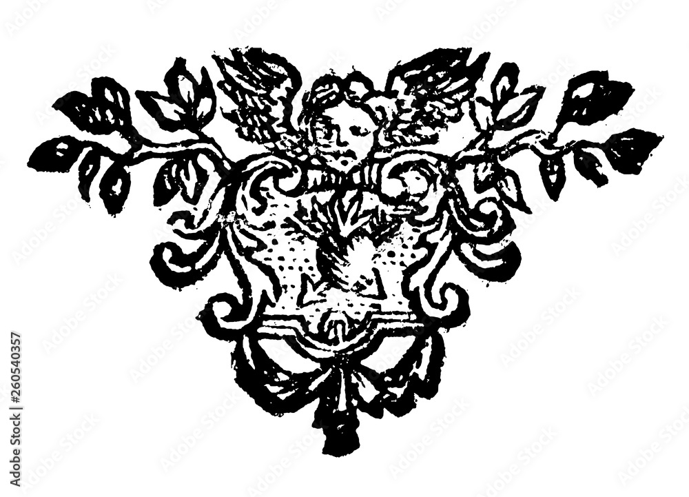 Vintage Vector Drawing or Engraving of Antique Floral Decoration Design ...