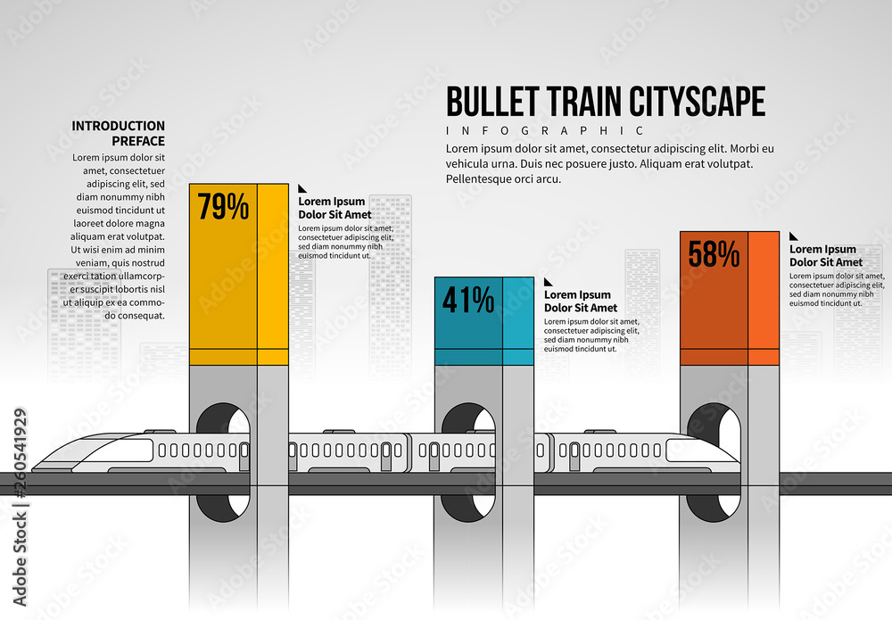 Bullet Train Cityscape Infographic Stock Template | Adobe Stock