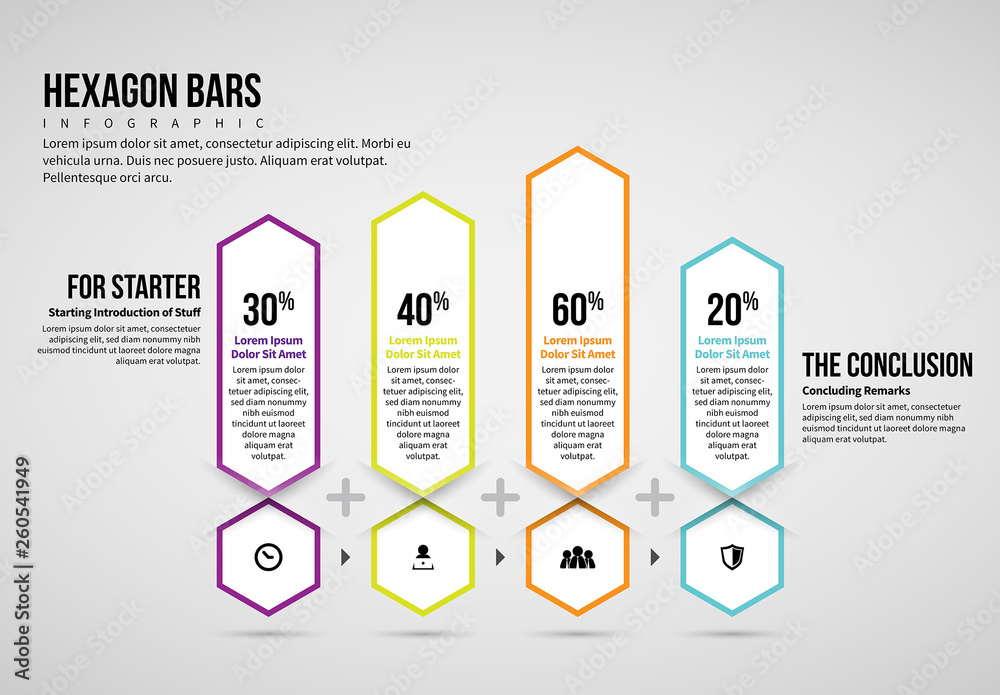 Hexagon Bars Infographic Stock Template | Adobe Stock