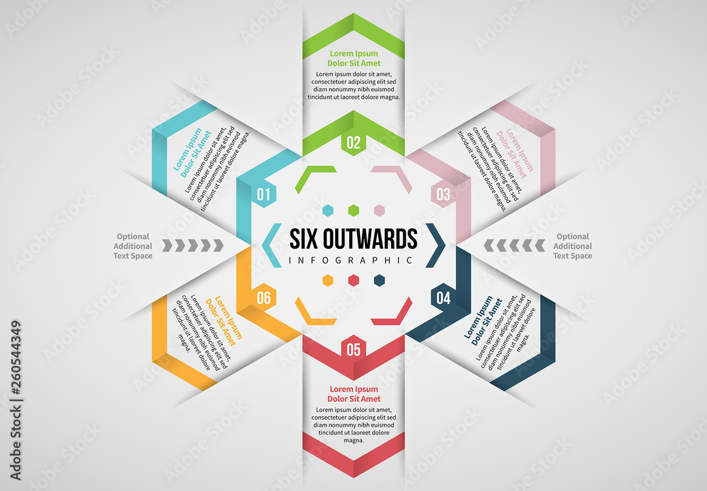 Six Outwards Hexagon Pillars Infographic Stock Template | Adobe Stock