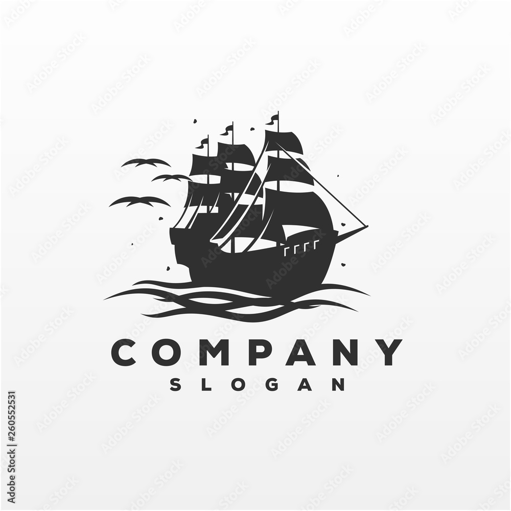 awesome ship logo design vector illustration Stock Vector | Adobe Stock