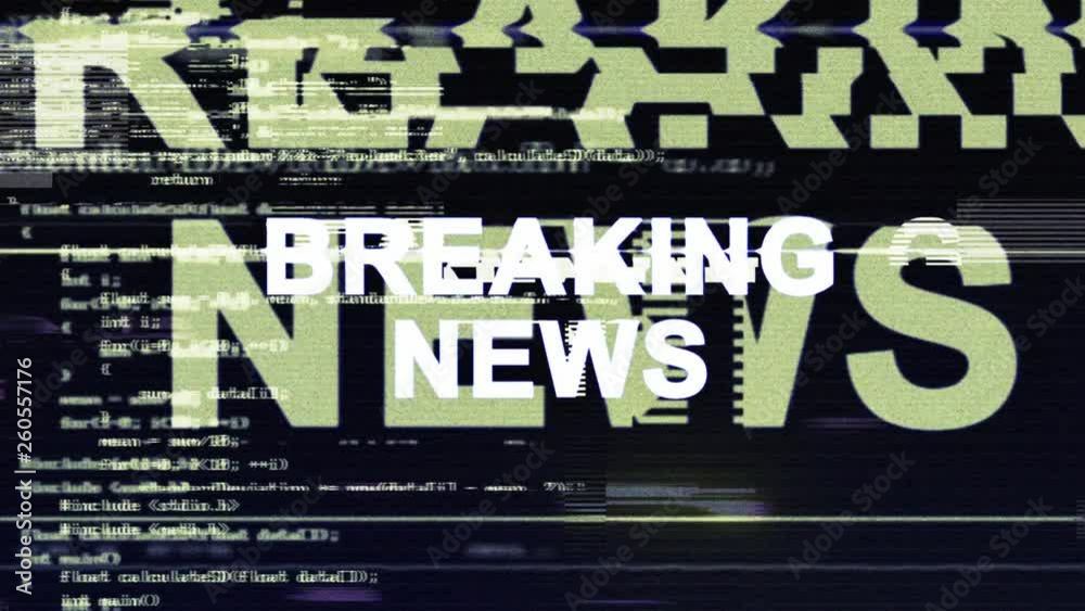 BREAKING NEWS Glitch Text Animation, Rendering, Background, Loop, 4k ...