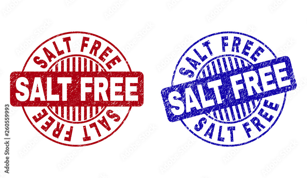 Grunge SALT FREE round stamp seals isolated on a white background ...