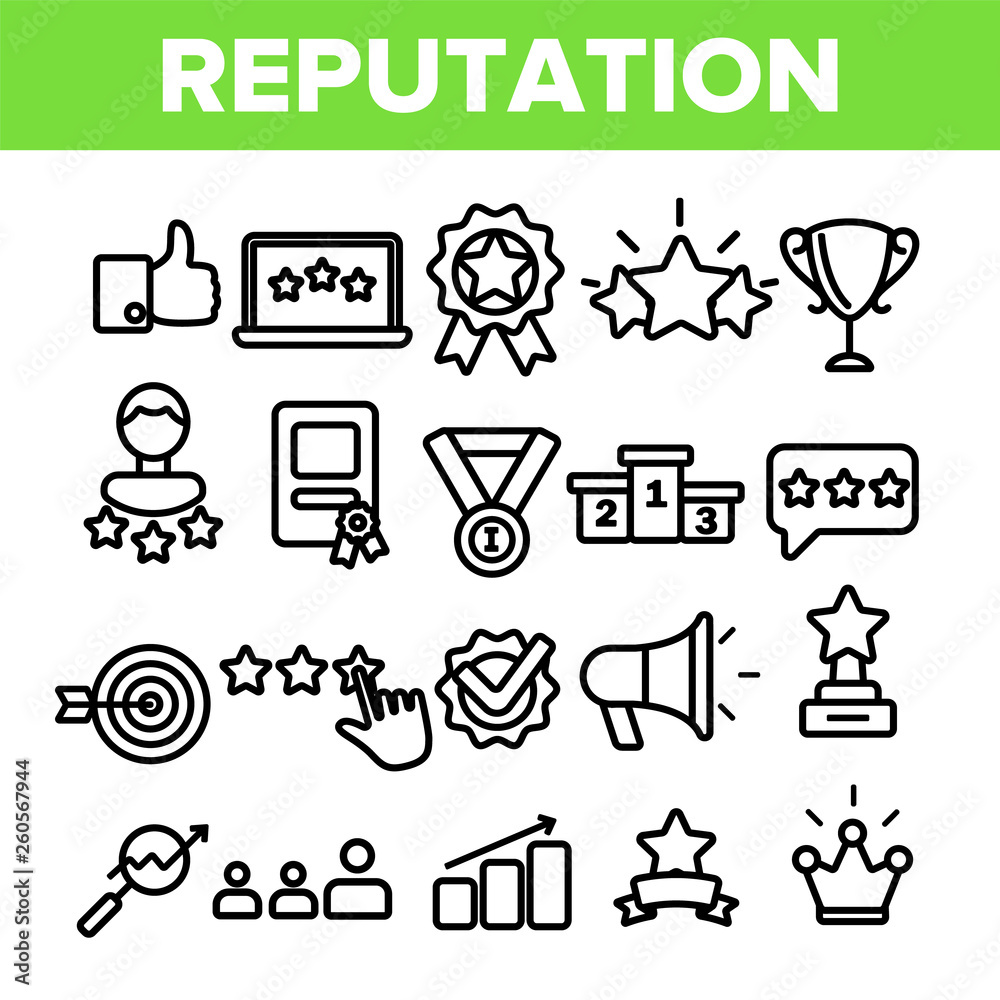 Reputation Linear Vector Icons Set. Reputation Thin Line Contour ...