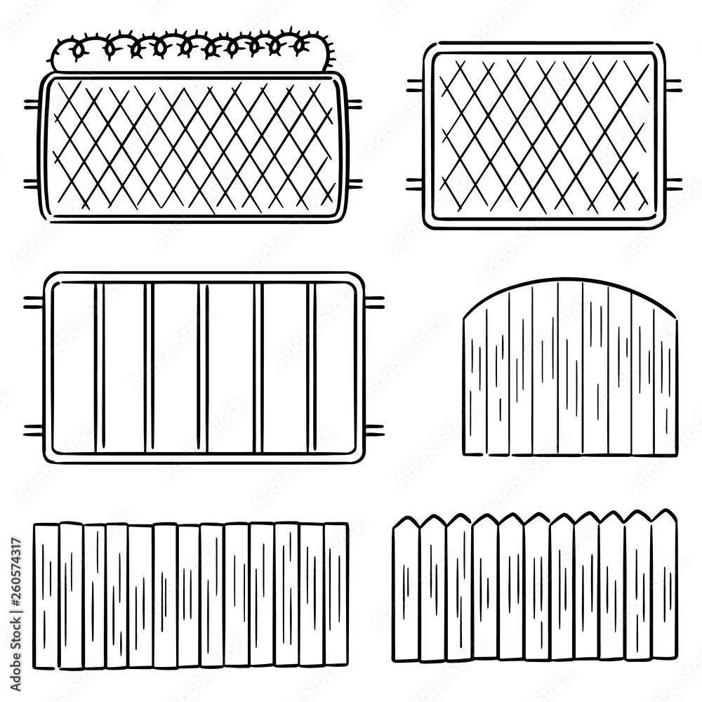 vector set of fence Stock Vector | Adobe Stock