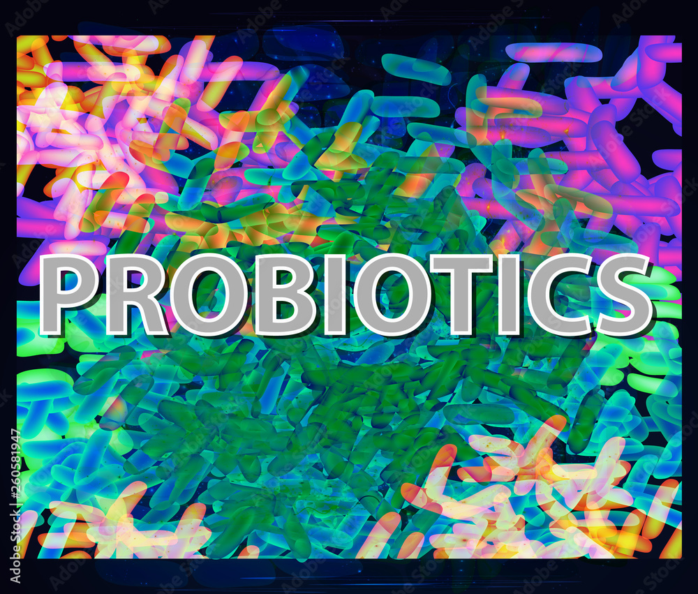 Good bacteria flora colon background. Probiotic, prebiotic, synbiotic ...