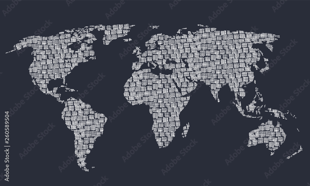 Best doodle world map for your design. Hand drawn freehand editable ...