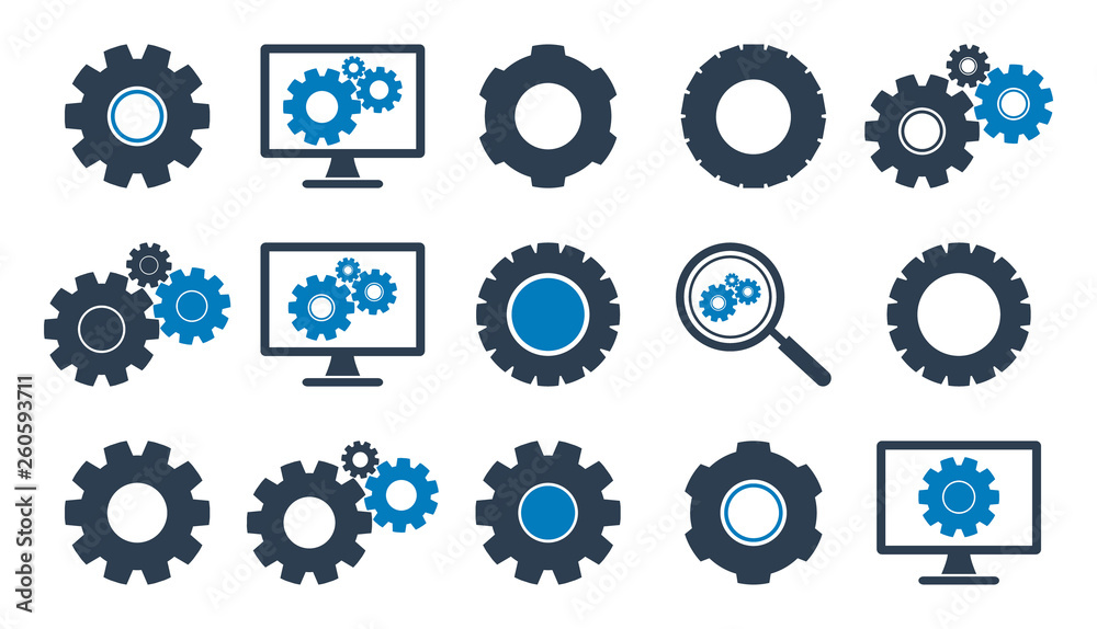 Gear Icon set. Flat style vector EPS. Stock Vector | Adobe Stock