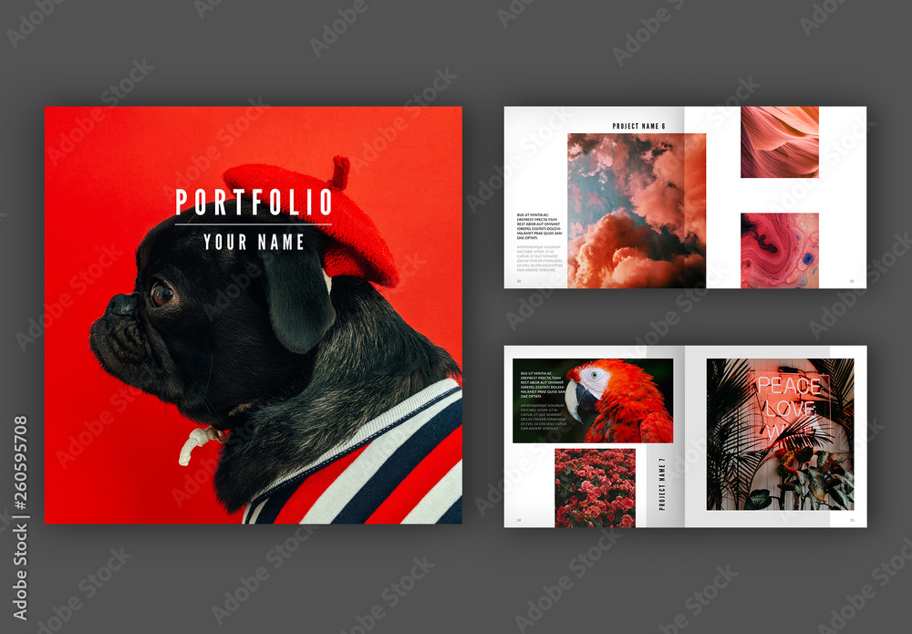 Square Black and Gray Portfolio Stock Template | Adobe Stock