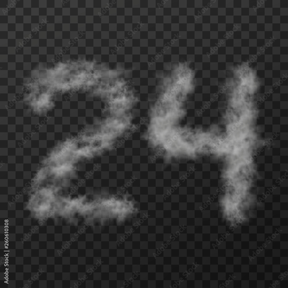 vector design of smoke textured number means twenty four, isolated on ...