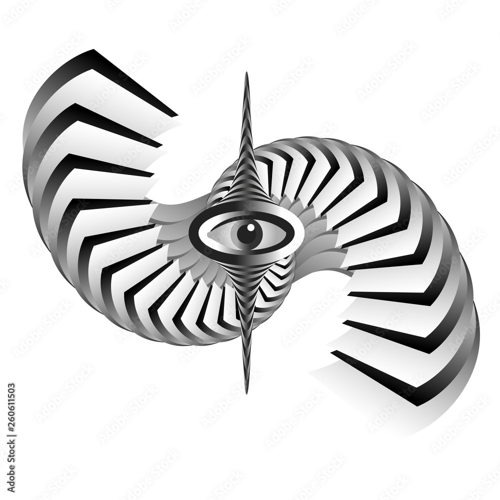 Op-Art and Opt-Art. Abstract twisting and bending, black and white ...