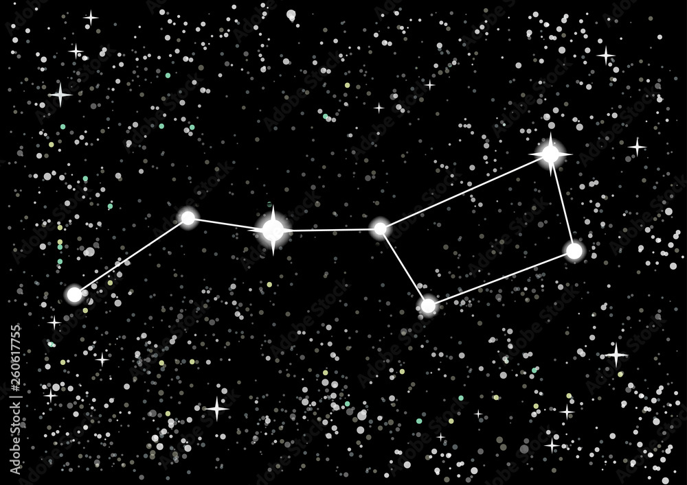 Vector illustration of the constellation Great Bear on black. Big ...