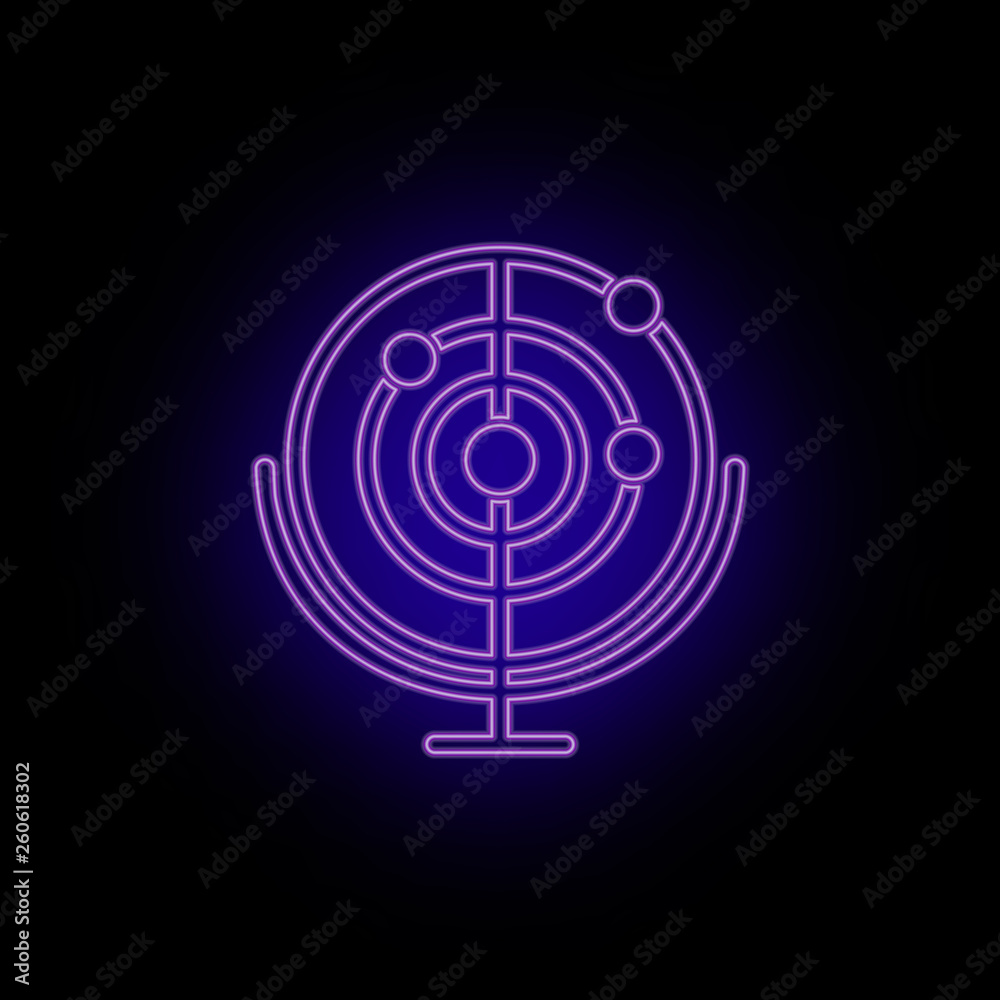 Radar, neon icon. Biotechnology and Science, Chemical laboratory. Can ...