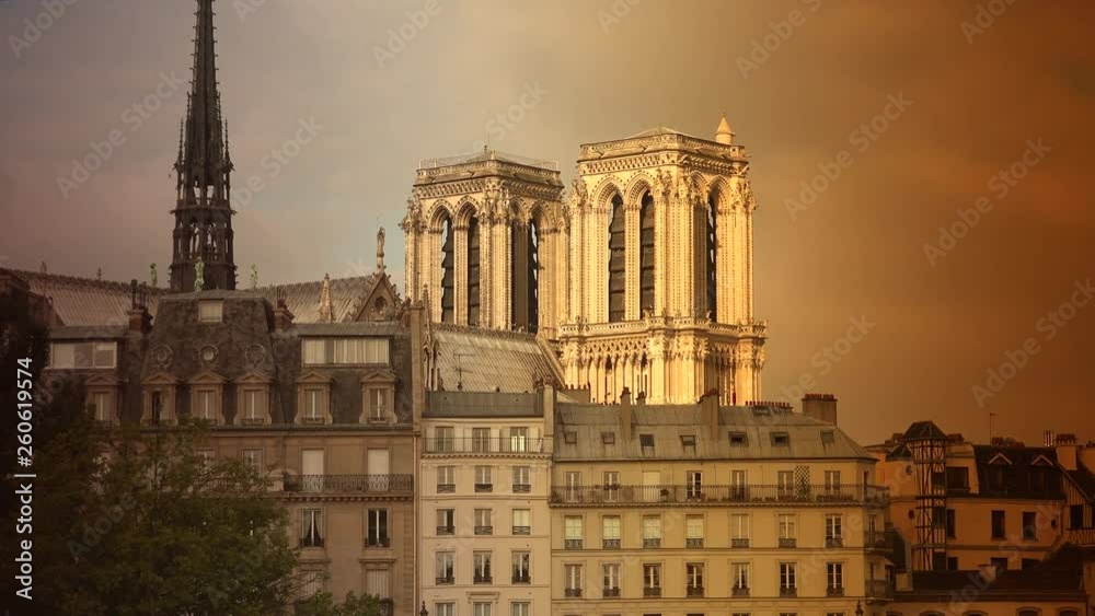 PARIS, FRANCE : Notre Dame Cathedral and Seine River . Notre-Dame is ...