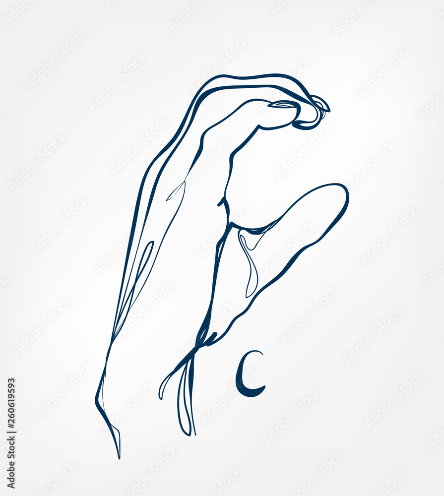 letter hand alphabet sign vector sketch line illustration Stock Vector ...