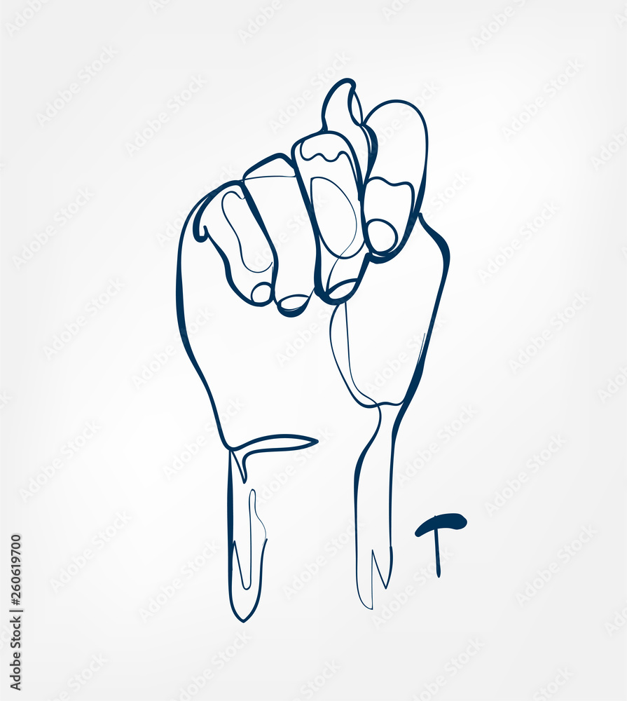 letter hand alphabet sign vector sketch line illustration Stock Vector ...